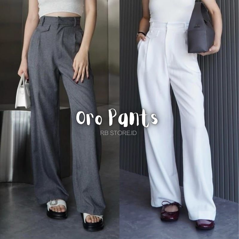 Jual Oro Pants Highwaist Loose Pants Trousers Celana Wanita | Shopee ...