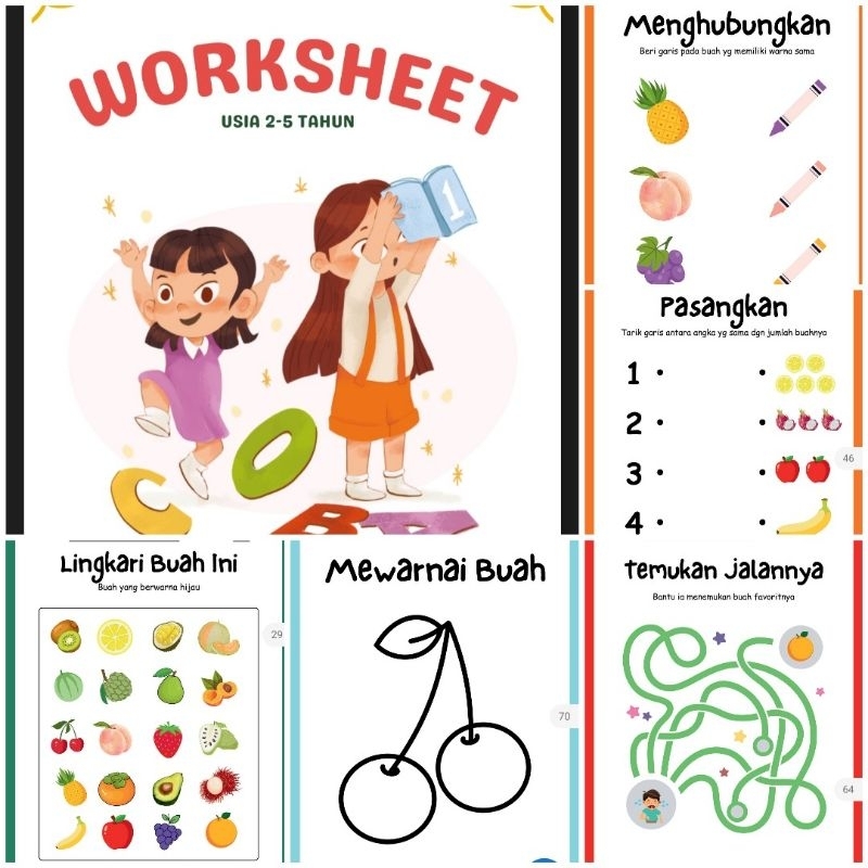 Jual WORKSHEET ANAK - Lembar Kerja Edukasi Anak 2 - 5 Tahun, Pra Paud ...
