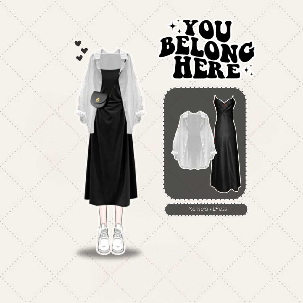 Jual ARUNA AA259 - 2IN1 Set Dress Korean Style Setelan Dress Satin ...