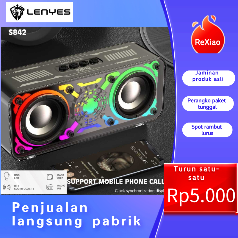 Jual LENYES 12W/18W/20W Wireless Speaker Bluetooth 5.3 Transparan RGB ...