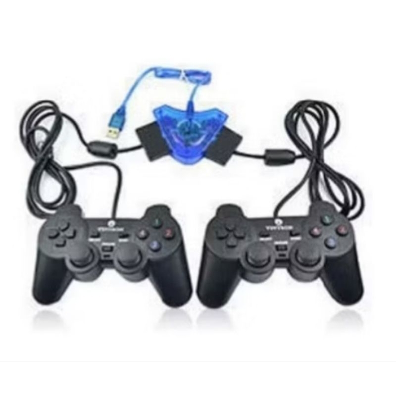 Jual Paket 2 stik ps2 dan converter 2 slot langsung main dips3 atau pc ...
