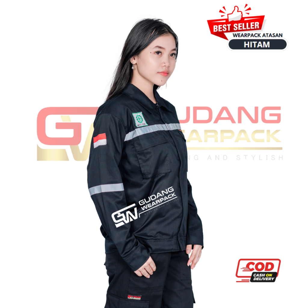 Jual Wearpack ATASAN Baju Kerja Seragam Proyek Warna Hitam Polos ...