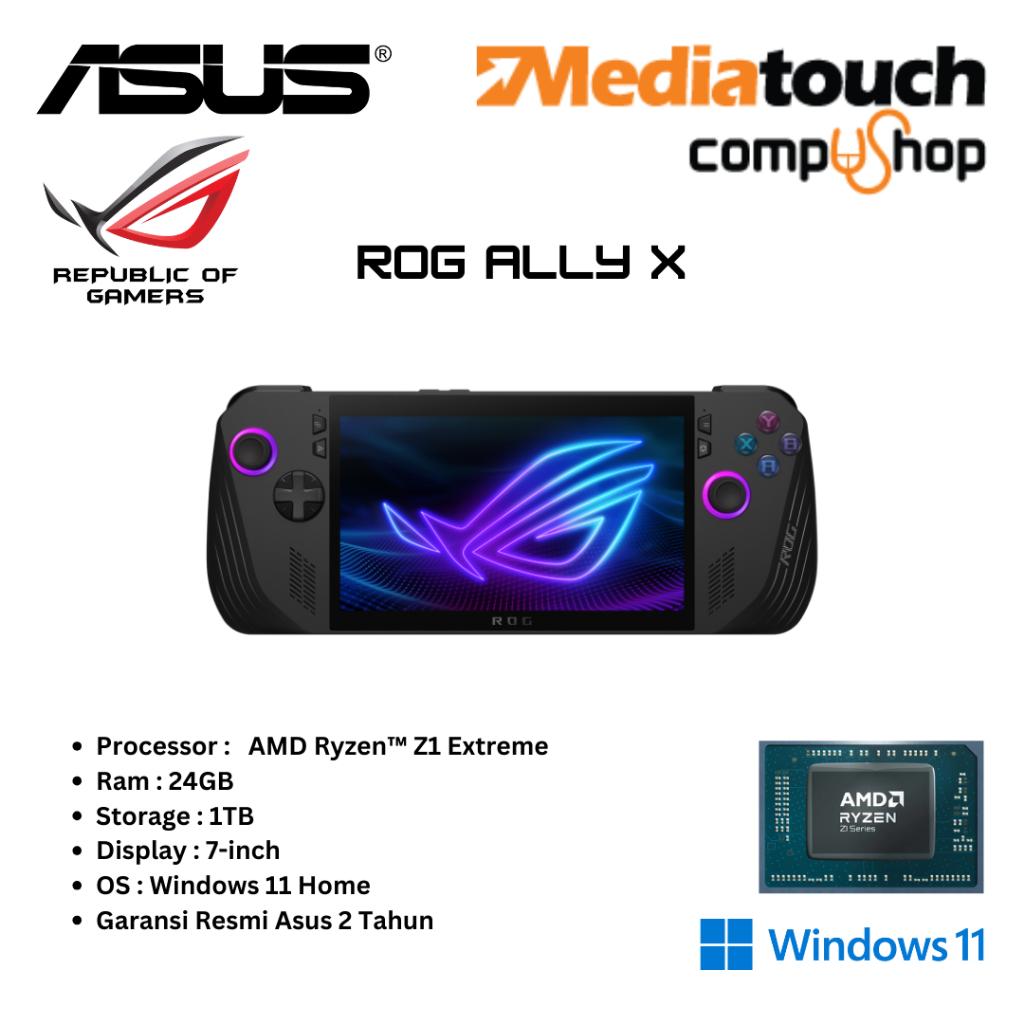 Jual Asus ROG Ally X RC72LA-R2RADA6T Gaming HandHeld /Ryzen Z1 Extreme ...