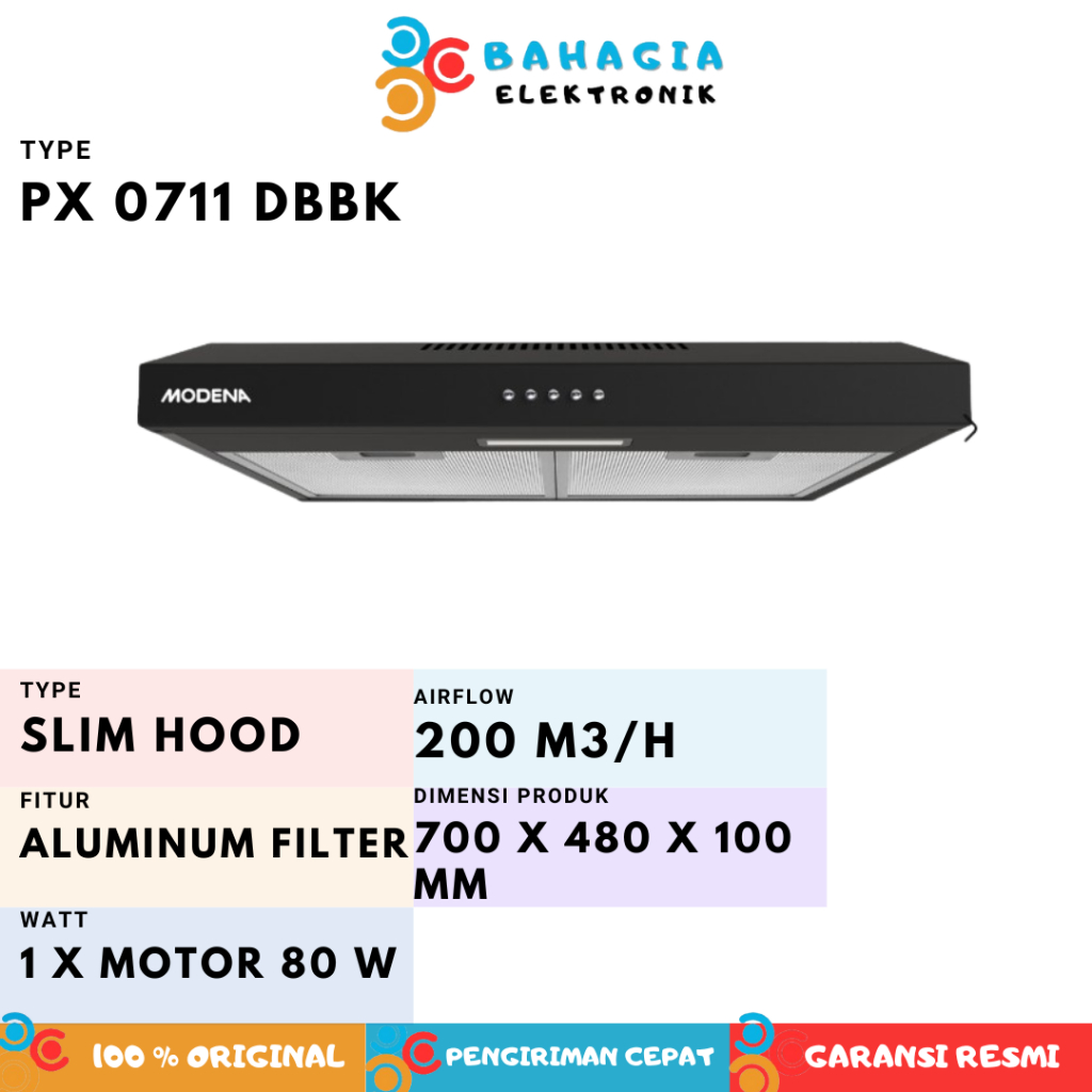 Jual MODENA PX 0711 DBBK | PX 7111 penghisap asap dapur atau cookerhood ...