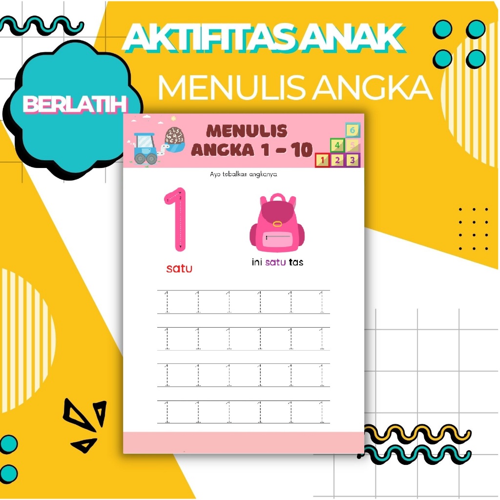 Jual Aktivitas Anak Belajar Menulis Angka / Gambar Sketsa Angka seri 1 ...