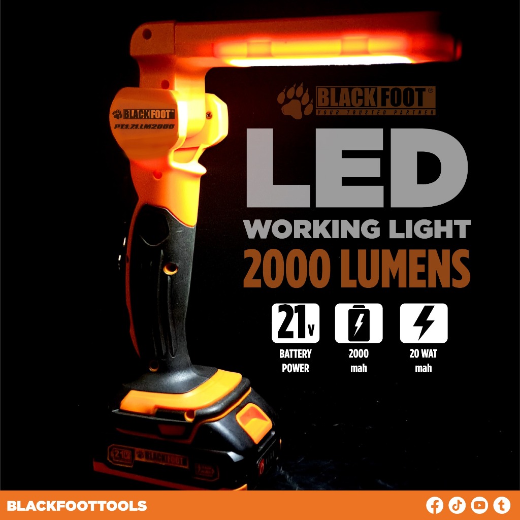Jual Blackfoot Cordless LED Lampu Kerja Bengkel 21 Volt 2000 mAh ...