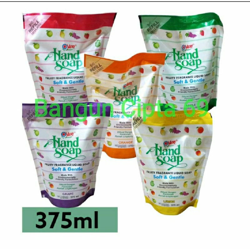 Jual yuri hand shop wash refil sabun cuci tangan 375 ml | Shopee Indonesia