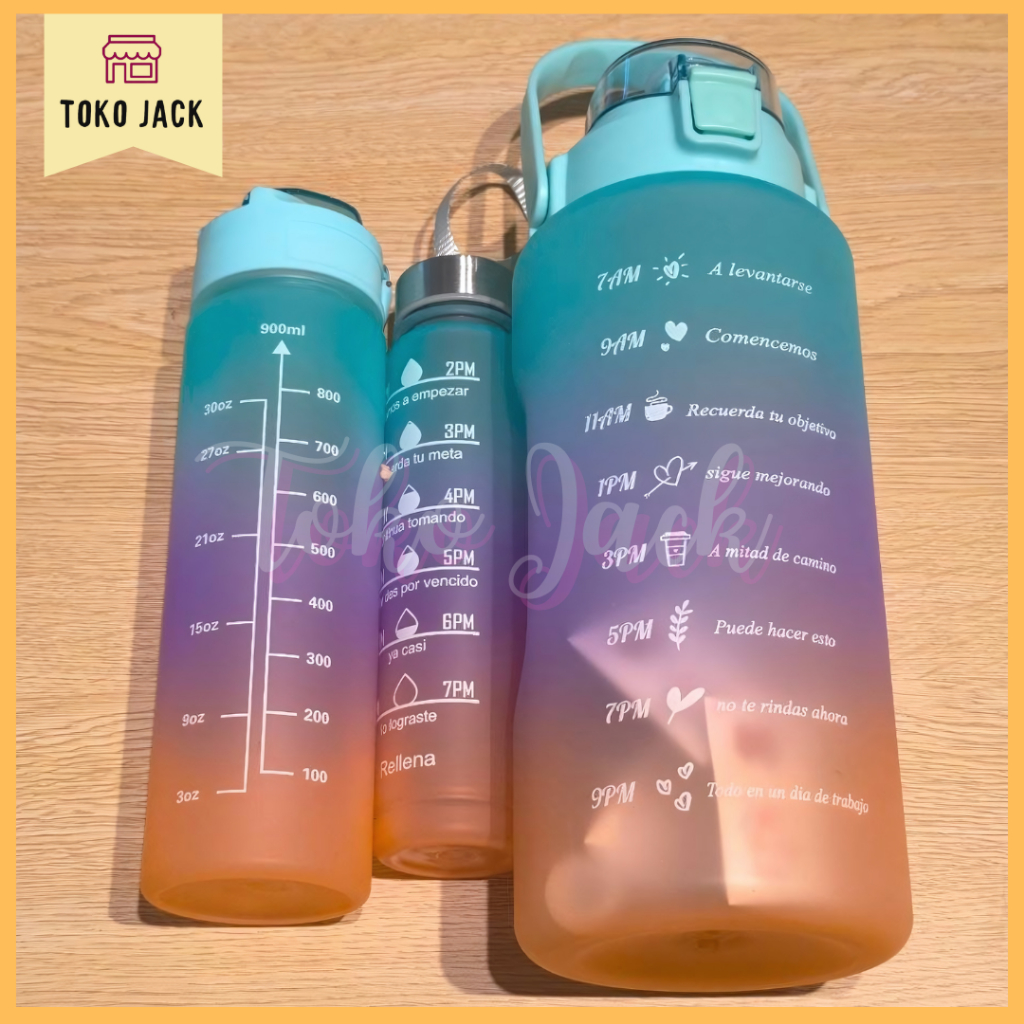 Jual BOTOL MINUM BERANAK 3IN1 GRADASI PELANGI VIRAL 3IN1 2L+1L+300ML ...