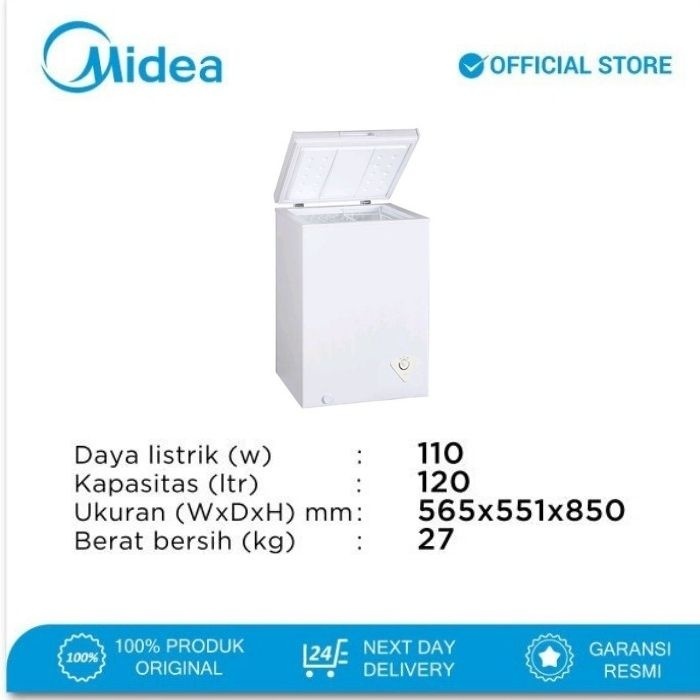 Jual MIDEA HS-129C CHEST FREEZER BOX FREEZER 100 L HS129C HS129 ...