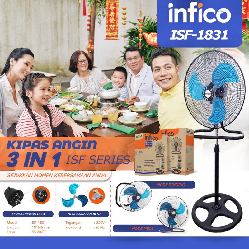 Jual Kipas Angin Infico 3 in 1 Besi ISF 1831 Bisa Duduk Dinding Berdiri ...