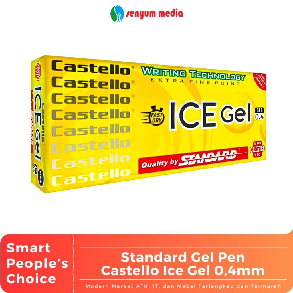 Jual Standard Gel Pen Castello Ice Gel 0,4mm (1 Pack Isi 12 Pcs) (S:DZN ...