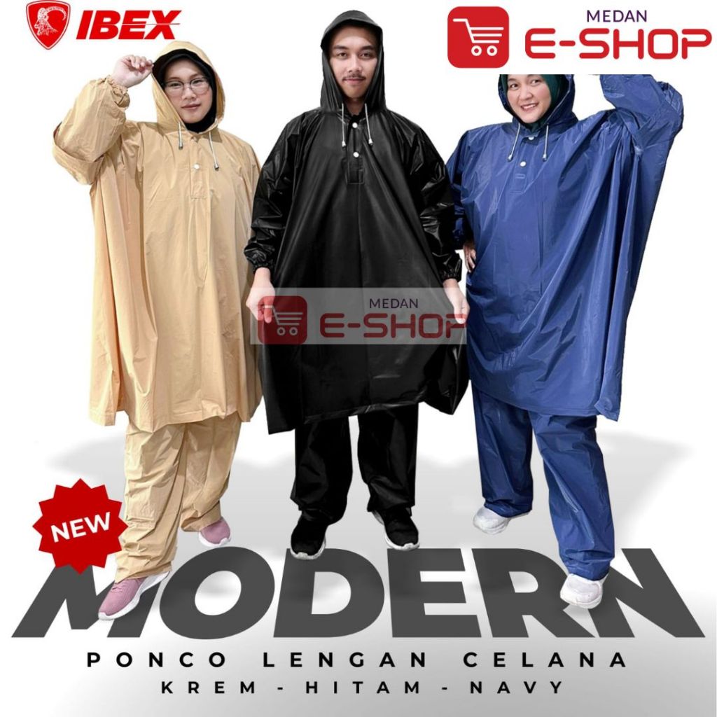Jual Jas Hujan IBEX Modern - Mantel Ponco Lengan + Celana Modern IBEX ...