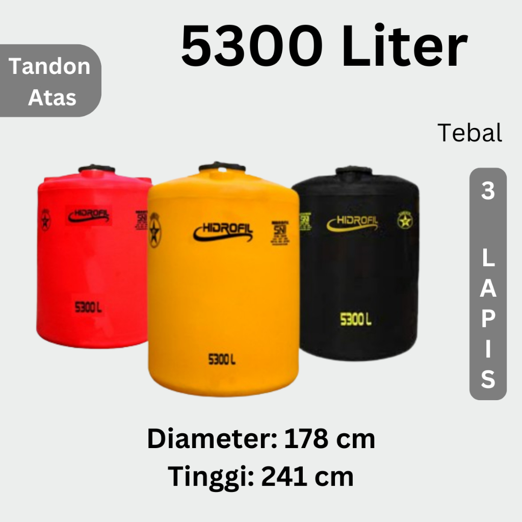 Jual Tangki Tandon Toren air Hidrofil 5000 Liter 5300 Liter Anti Lumut ...