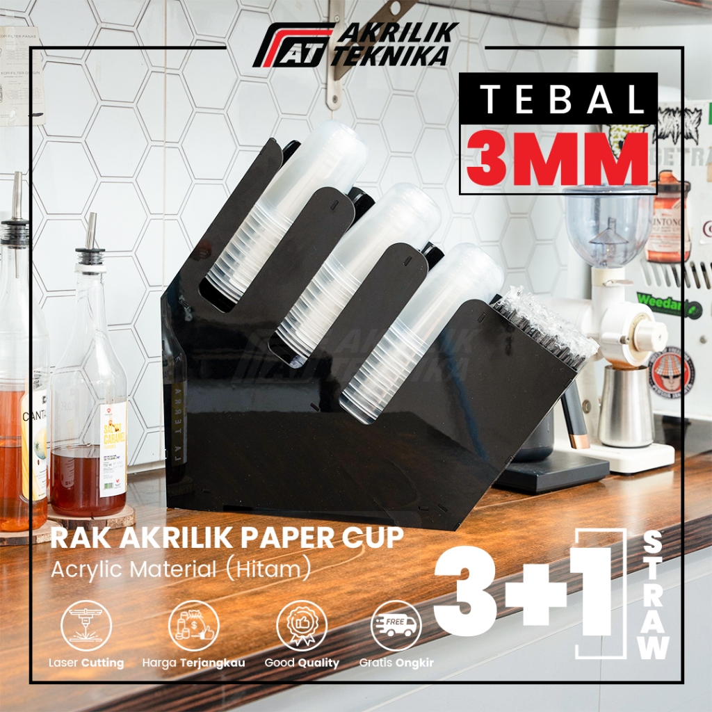 Jual Rak Cup Holder Dispenser Organizer Paper Cup 3 + 1 Straw | Shopee ...
