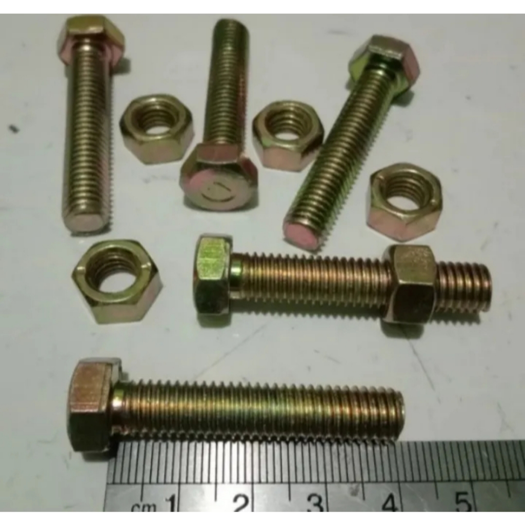 Jual Baut 14 Baut M10 Kunci 14 MM Baut Mur Kuning M10 Baut Hex Mur 14 MM | Shopee Indonesia