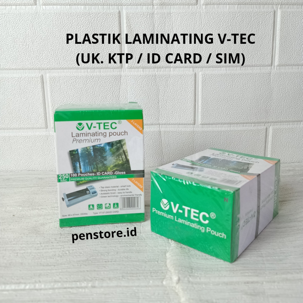 Jual (Pack = 100 pcs) V-Tec Plastik Laminating KTP Tebal 250 Micron ...