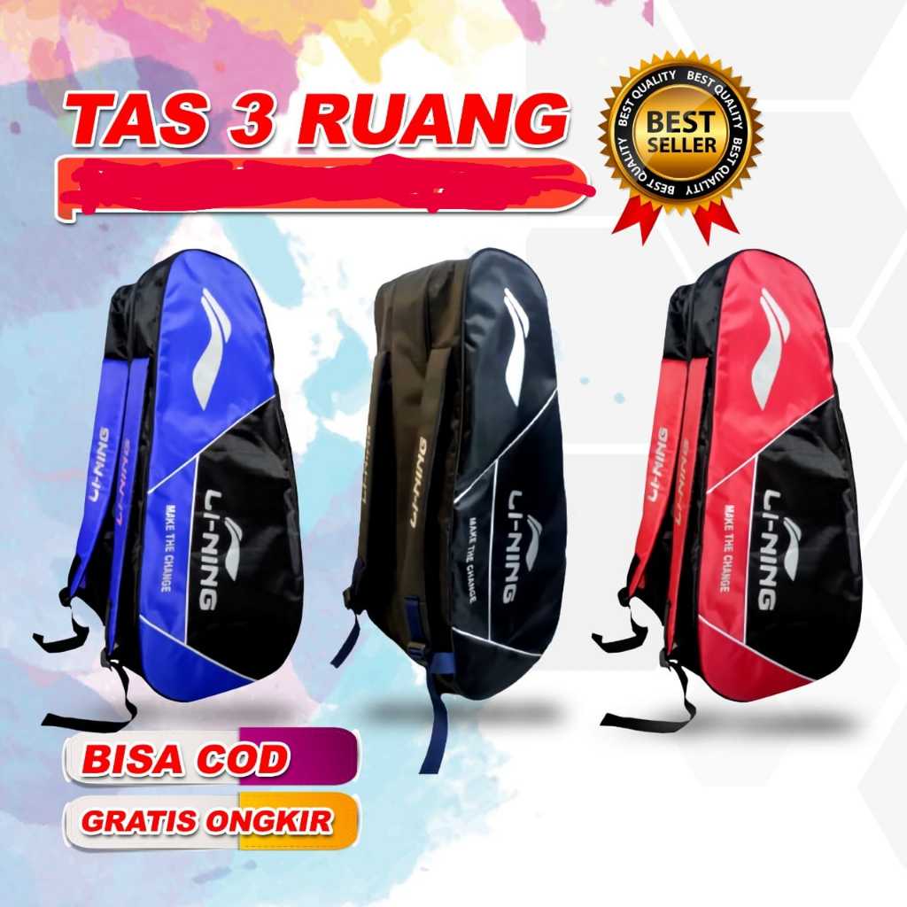 Jual TAS RAKET RANSEL 3 RUANGAN BADMINTON Olahraga Outdoor raket ...