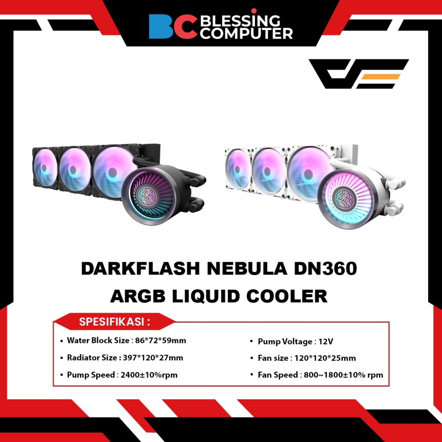 Jual DARKFLASH NEBULA DN360 ARGB LIQUID COOLER Black | Shopee Indonesia