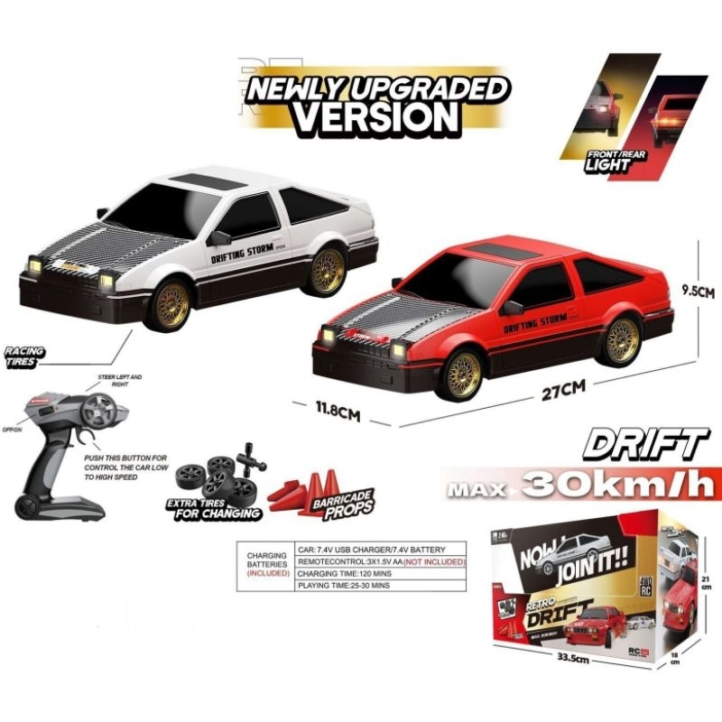 Jual Mobil Rc Drift Nissan GTR 4Wd Trueno AE86 Initial D 2,4Ghz Skala 1 ...