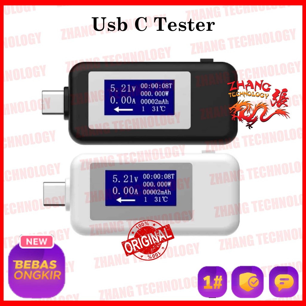 Jual [ ZHANG TECHNOLOGY ] USB C TESTER AMPERMETER VOLTMETER ANDROID ...