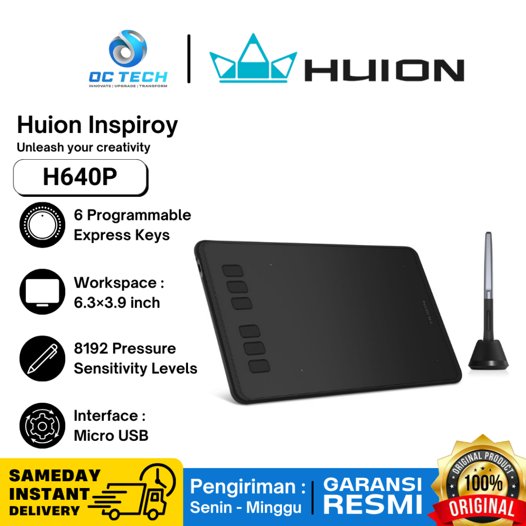 Jual Huion H640P Drawing Pad Huion H 640 P Drawing Tablet Pen Tab ...