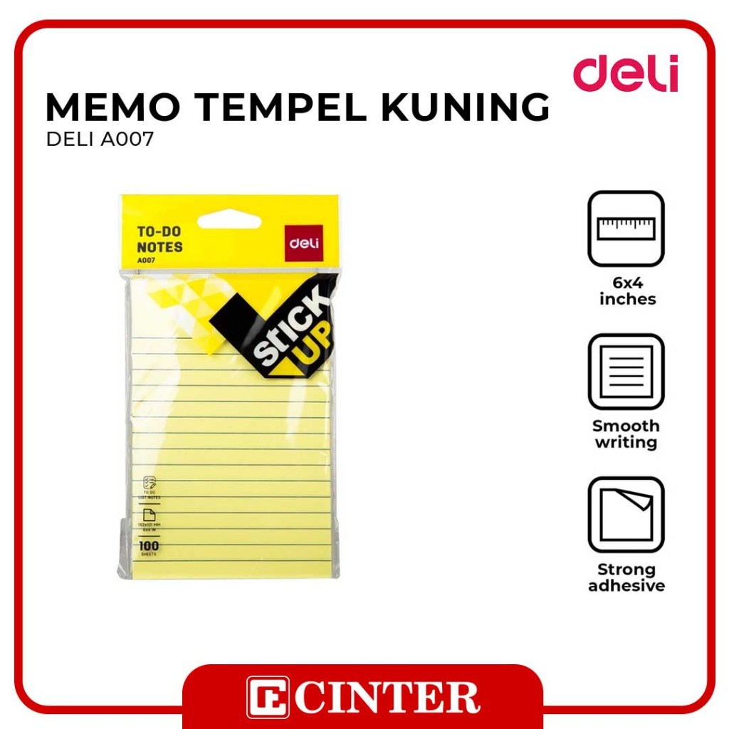 Jual DELI - MEMO / STICKY NOTE / KERTAS TEMPEL 100 LEMBAR KUNING ...