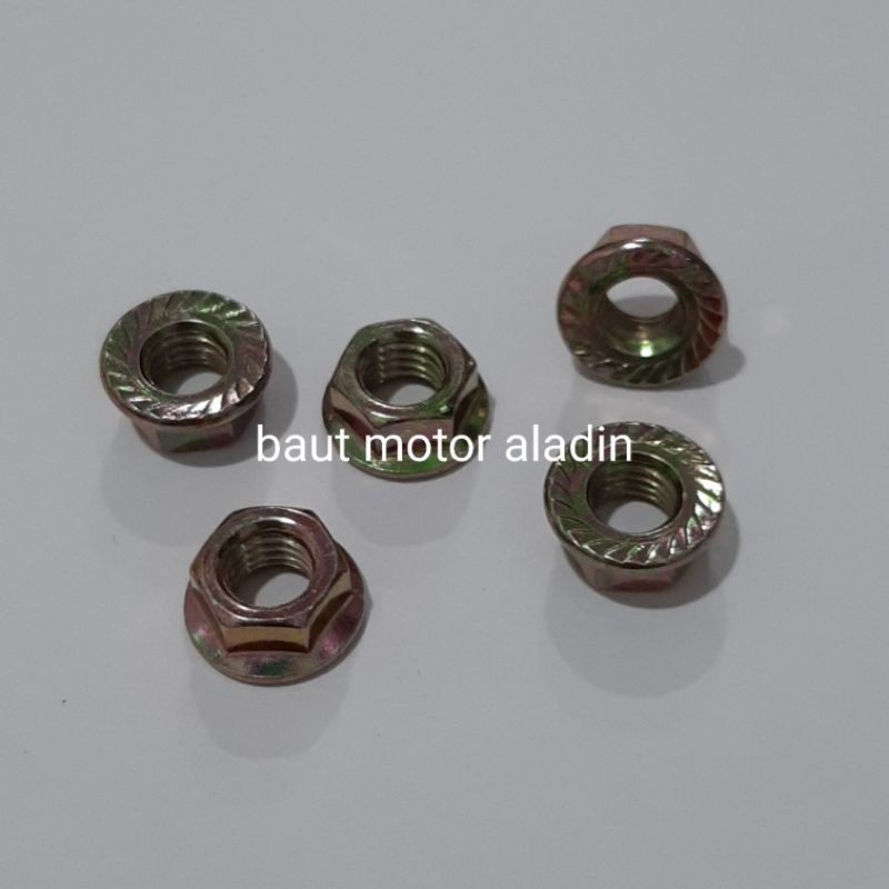 Jual Mur Topi/Mur Flange 12/M8 Gerigi Kuning (5 pcs) | Shopee Indonesia