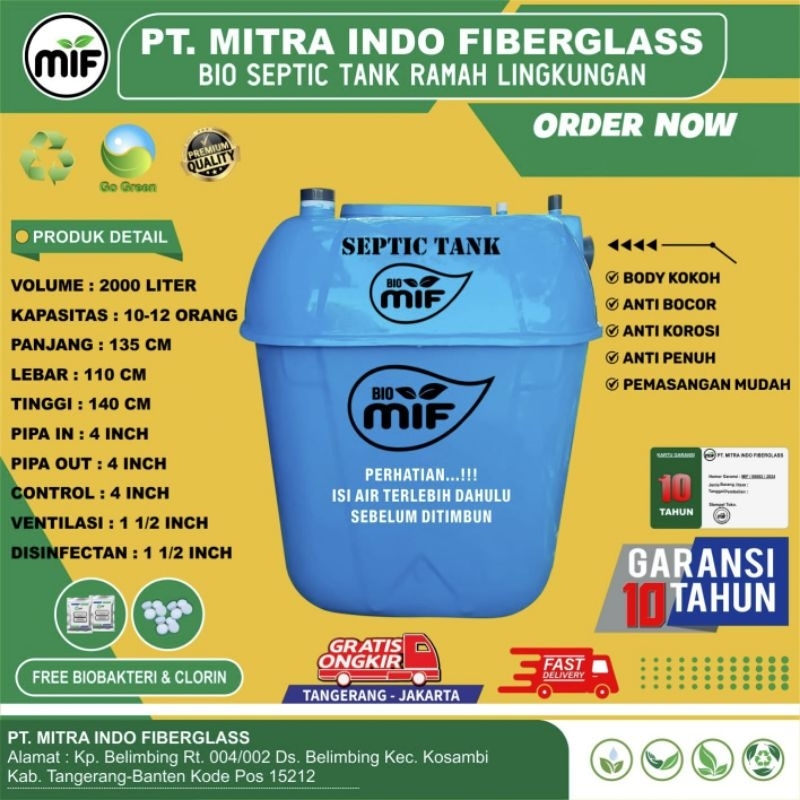 Jual septic tank 2000 liter.Biotech,Biotaff,Biofil,Biotank,BioMIF ...