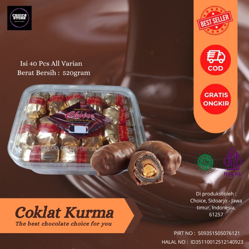 Jual Coklat kurma Varian rasa Mente , Almond , Dan Keju toples isi ...