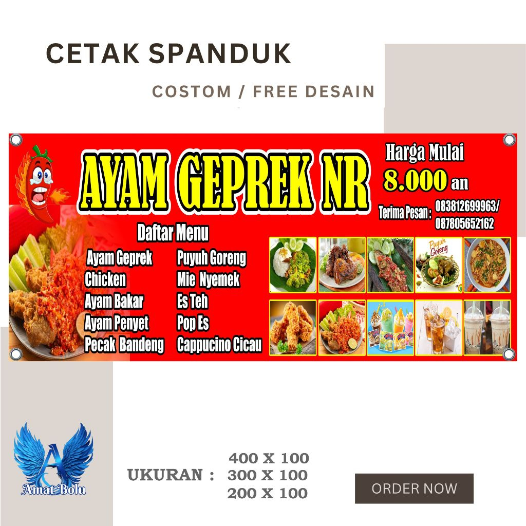 Jual Cetak Banner Cetak Spanduk AYAM GEPREK NR UKURAN BISA REQUEST ...