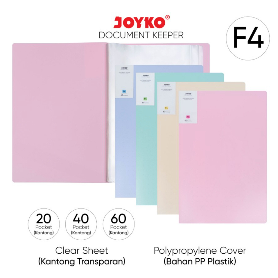 Jual CLEAR HOLDER JOYKO F4 PASTEL / Document Keeper Map File Dokumen ...