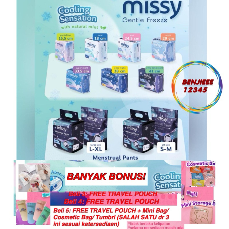 Jual Missy Gentle Freeze Pembalut Pantyliner Wanita Original Anti ...