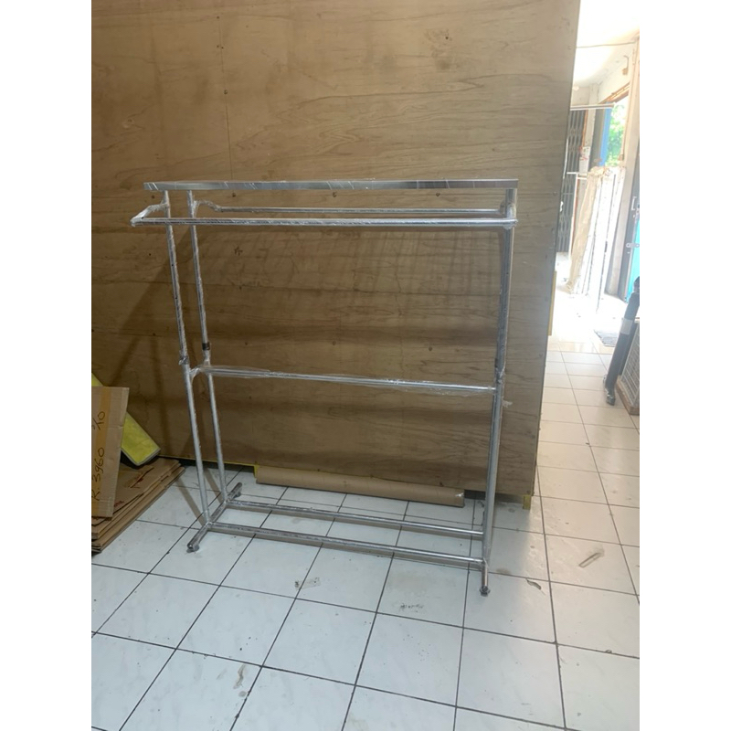 Jual display gawang/pakaian chrome 2 arah panjang 120cm | Shopee Indonesia
