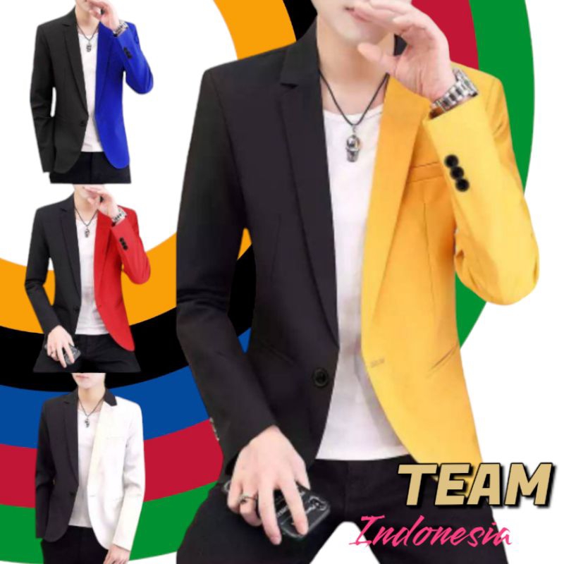Jual BLAZER KOMBINASI WARNA WARNI KEKINIAN HITAM PUTIH MERAH KUNING ...