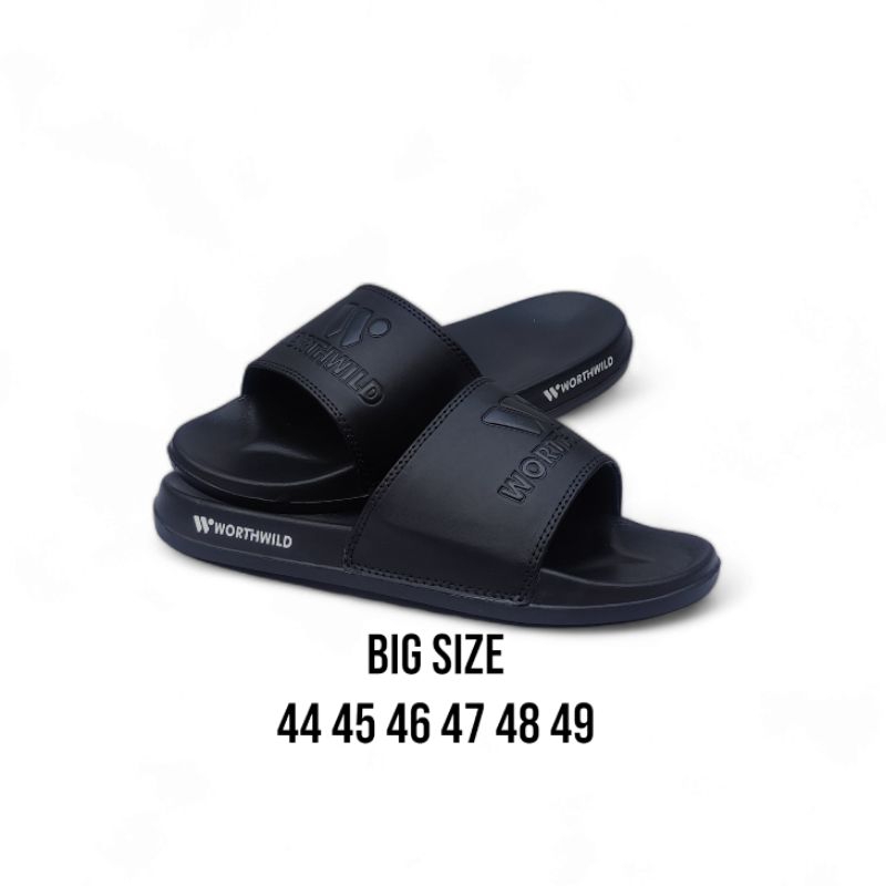 Jual Worthwild - Shizu II Triple Black | Sandal Pria Jumbo | Slippers ...
