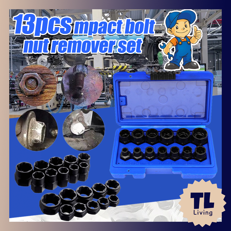 Jual 13pcs 3/8" Impact Bolt Nut Remover Set Broken / Damaged Bolt Nut ...