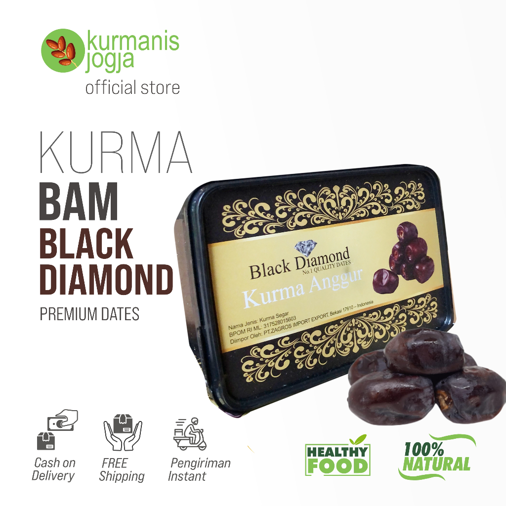 Jual kurma Bam anggur Black Diamond Premium 500gr | Shopee Indonesia