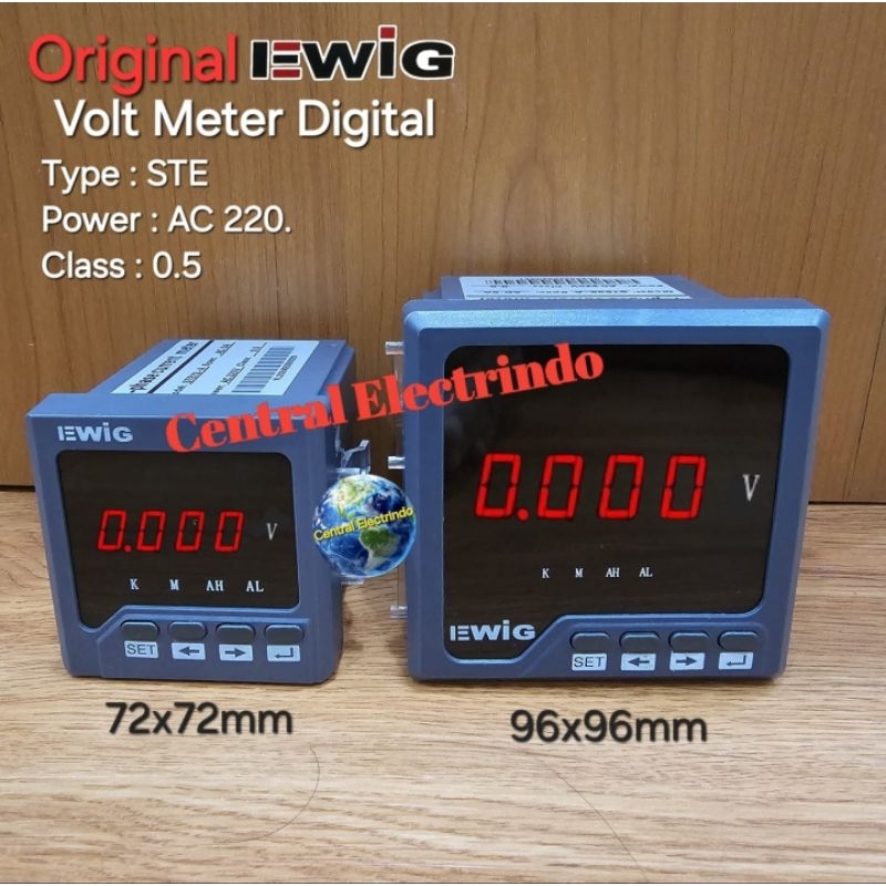 Jual Volt Meter Digital EWIG Type STE-V 1 Baris Indicator AC 220V Class ...