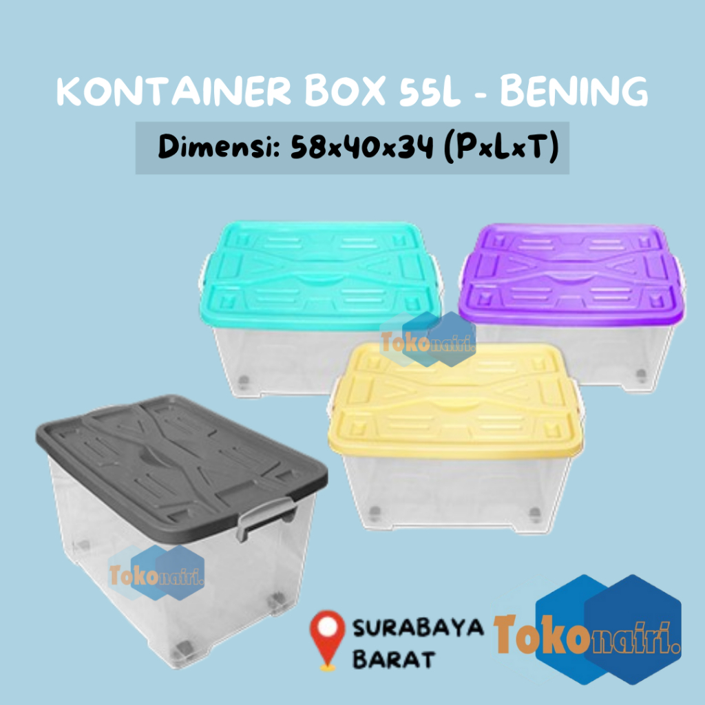 Jual KONTAINER BOX 55L + RODA / BOX KONTAINER PLASTIK / CONTAINER BOX ...