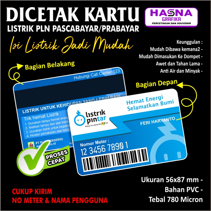 Jual SEHARI JADI cetak ulang kartu listrik PLN hilang atau rusak ...