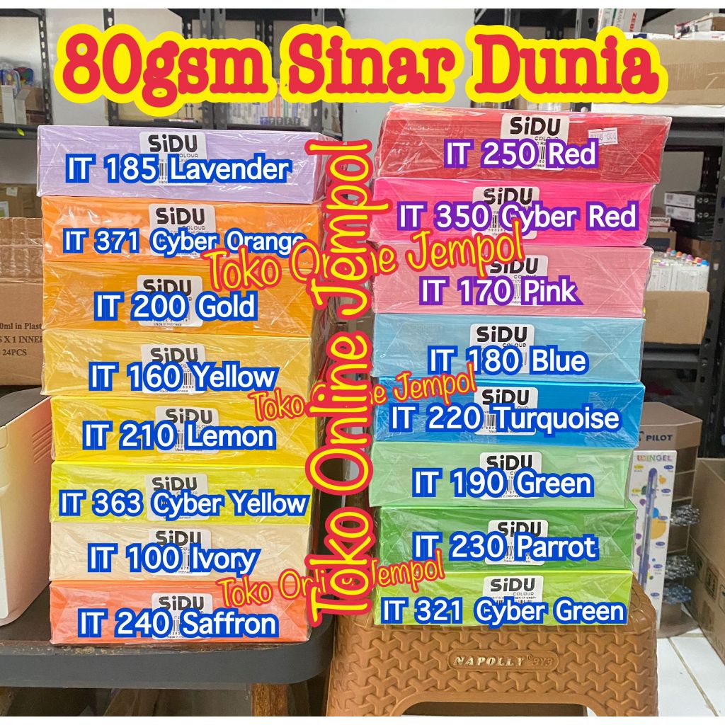Jual Kertas HVS Warna A4 SIDU ecer Trutone 80gr lembar color seri IT sinar dunia colour truetone ...