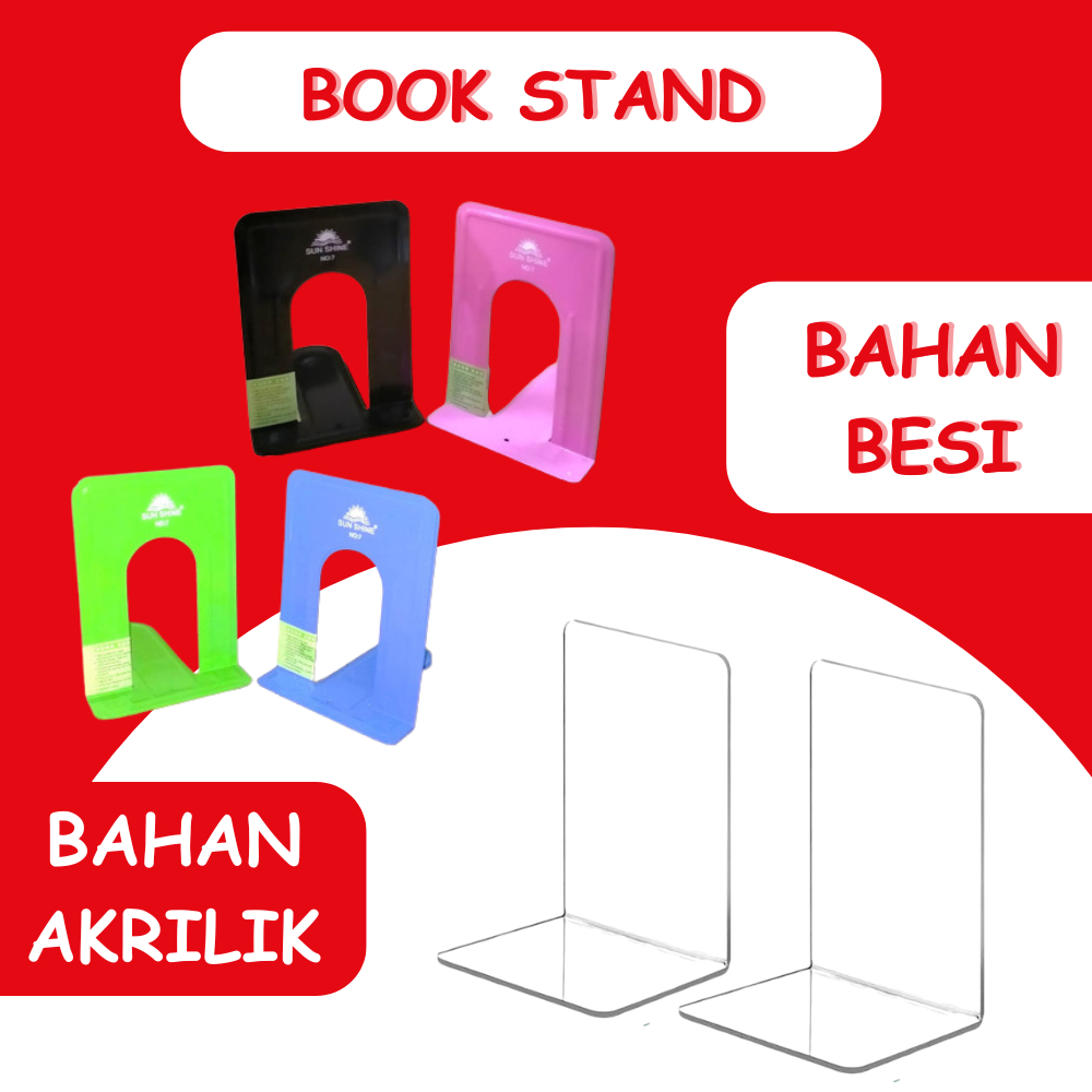 Jual Rak Pemisah Buku Akrilik, Pembatas Buku Besi, Book Stand, Penahan ...