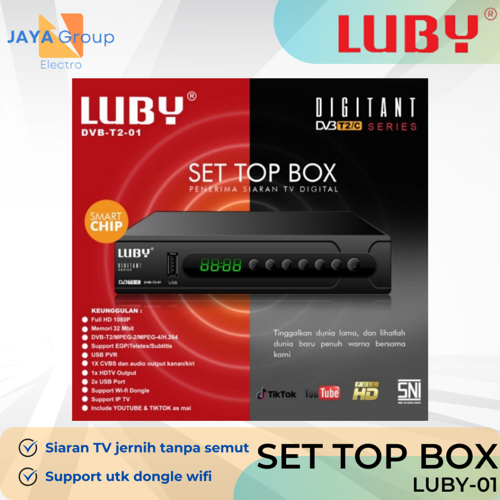 Jual Receiver TV Digital Set Top Box STB Matrix Luby Sanex Evercross Full HD DVB-T2-01 STB DVBT2 ...
