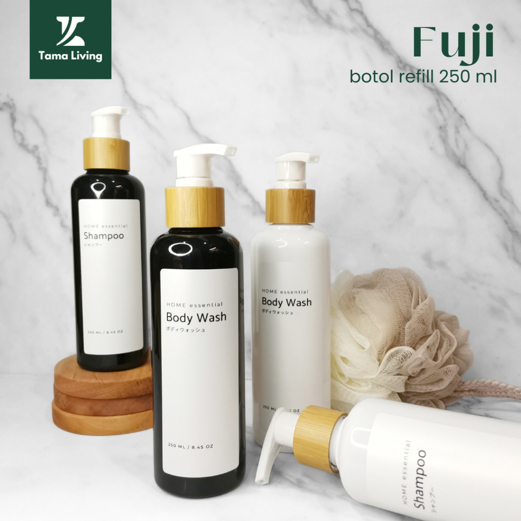 Jual TAMA LIVING Fuji 250ml Pump Kayu Botol Refill Sabun Shampoo ...