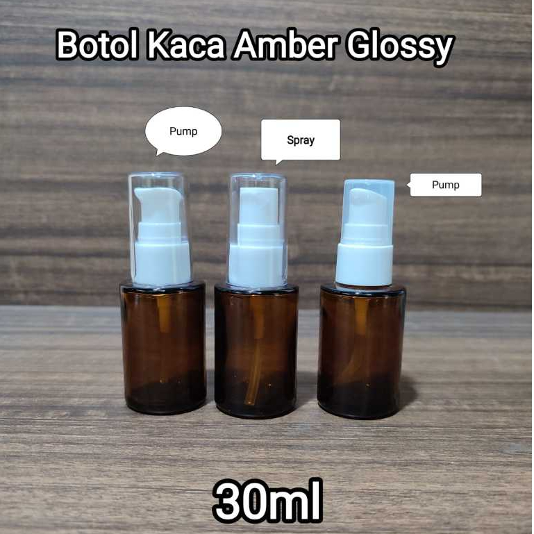 Jual Botol Kaca Amber Glossy 30ml Botol Pump Botol spray Botol Refill ...