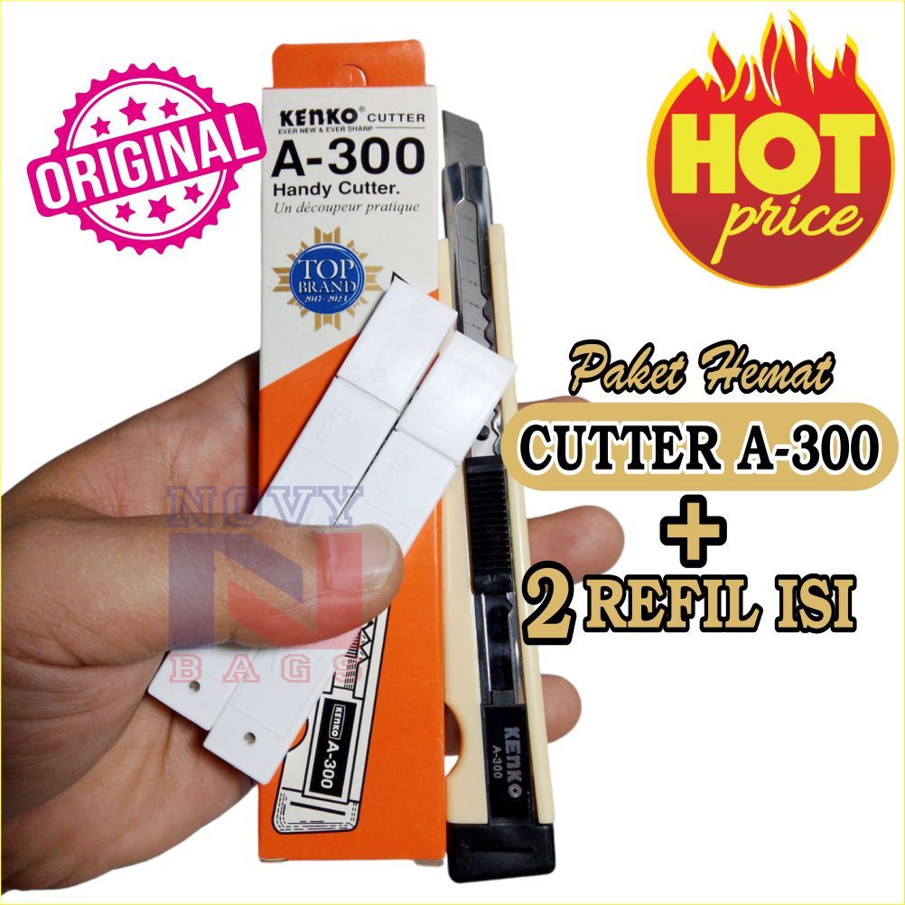 Jual PAKET CUTTER + 2 pak REFIL ISI KENKO CUTTER KENKO A - 300 CUTTER ...