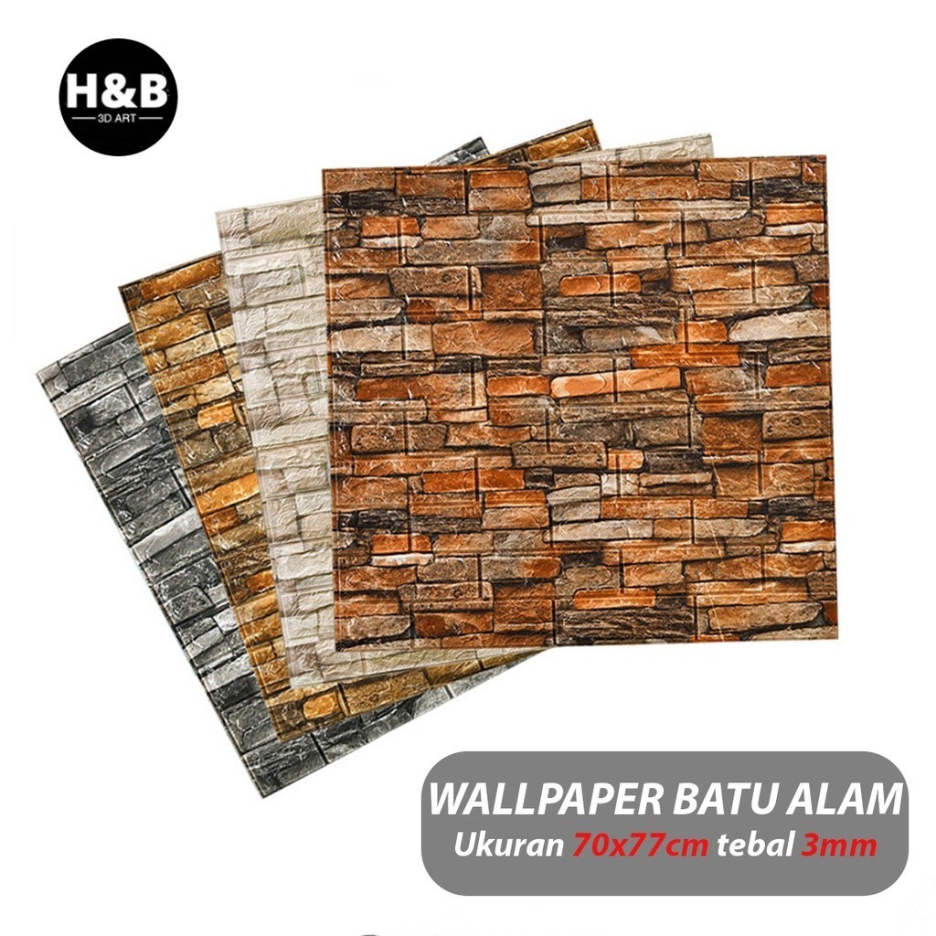 Jual Wallpaper Dinding Foam Motif Batu Alam 3D Stiker 70 x 70 CM ...