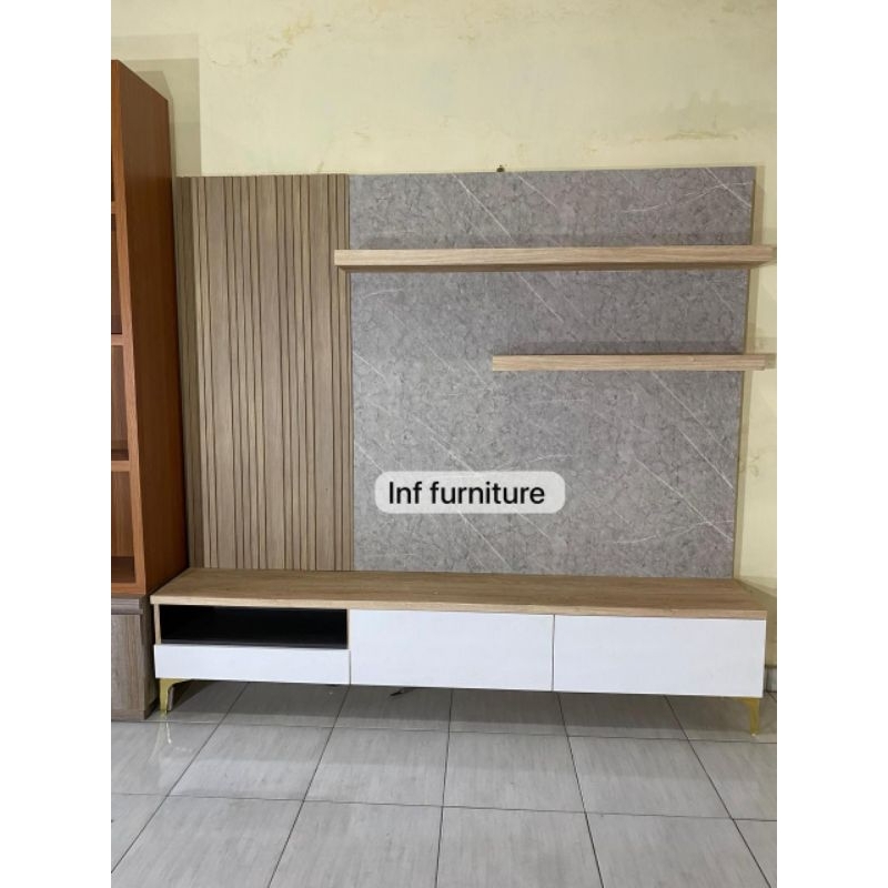Jual backdrop tv bufet tv set backdrop tv | Shopee Indonesia