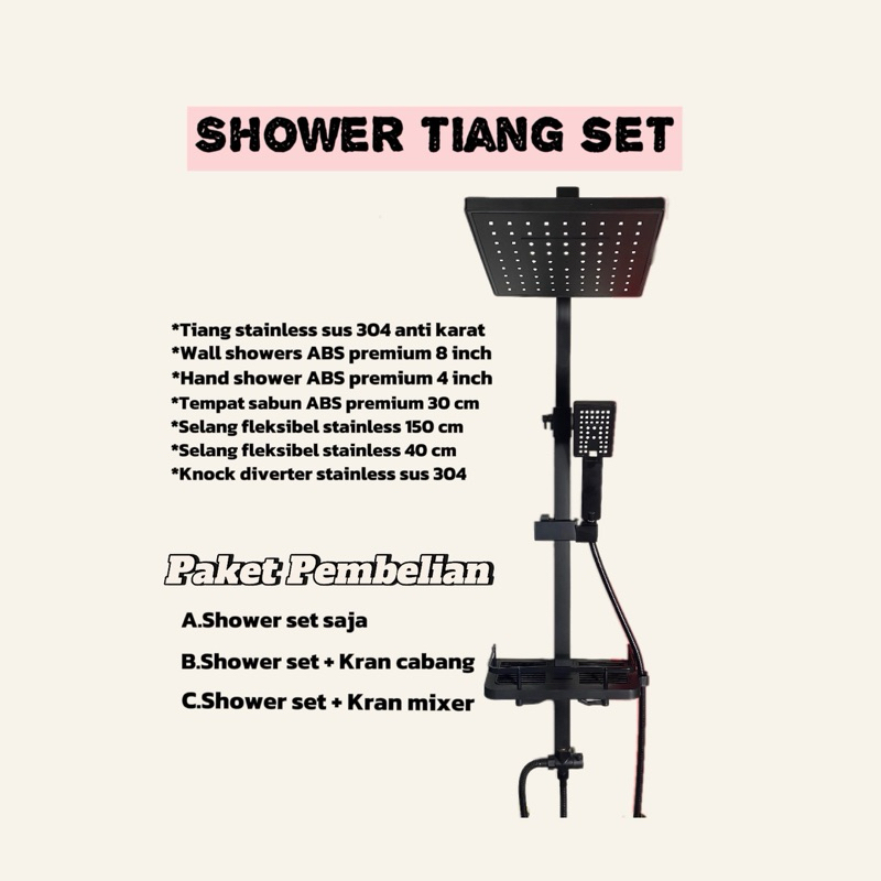 Jual Shower tiang set stainless model kotak bisa buat air panas dan air dingin Kran | Shopee ...