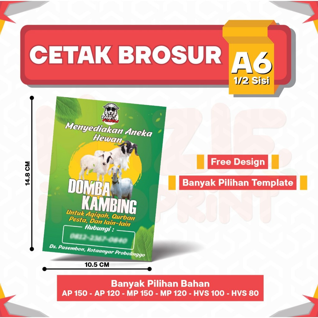 Jual Print Brosur Ukuran A6 Cetak 1 Sisi dan 2 Sisi / Brosur Grosir ...